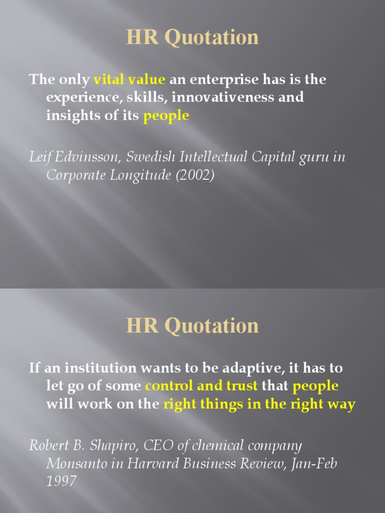 HR Quotation: Vital Value People | PDF | Human Resource Management ...