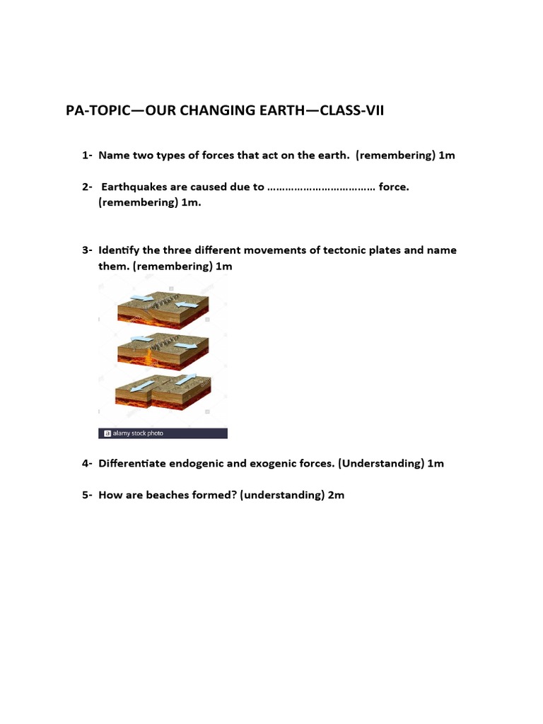 Pa-Topic-Our Changing Earth-Class-Vii | PDF