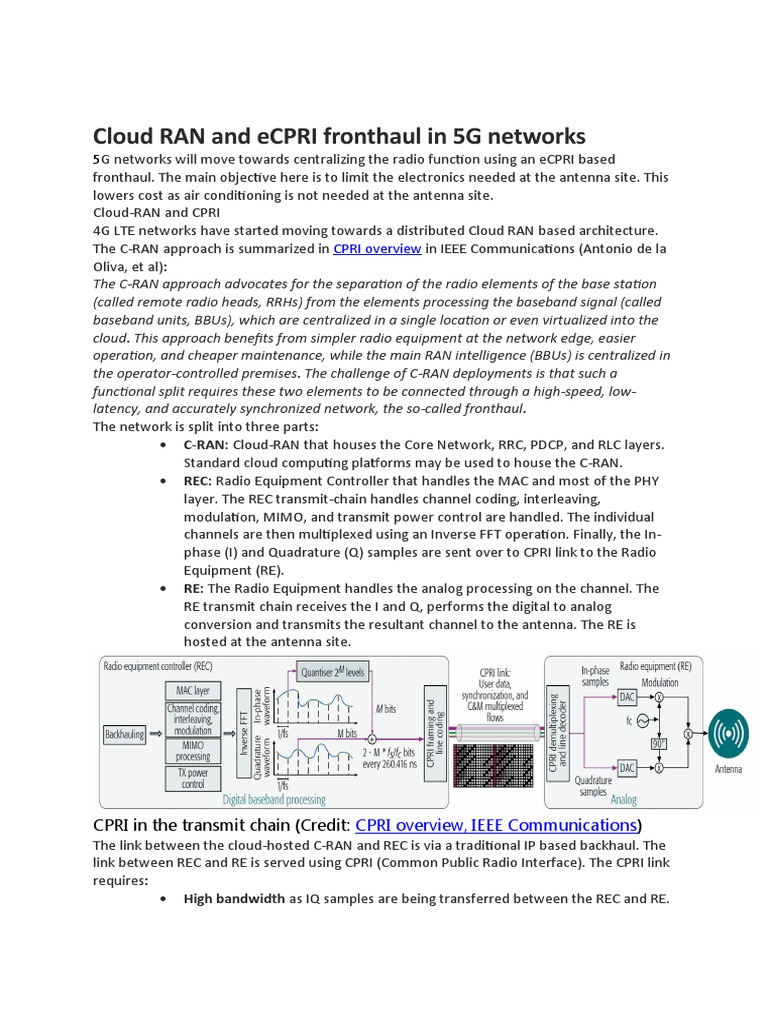 Cloud RAN and ECPRI Fronthaul in 5G Networks | PDF | Computer Network ...