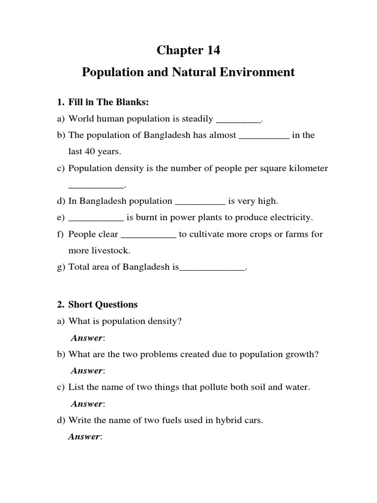 Chapter 14 Population and Natural Environment | PDF | Agriculture ...