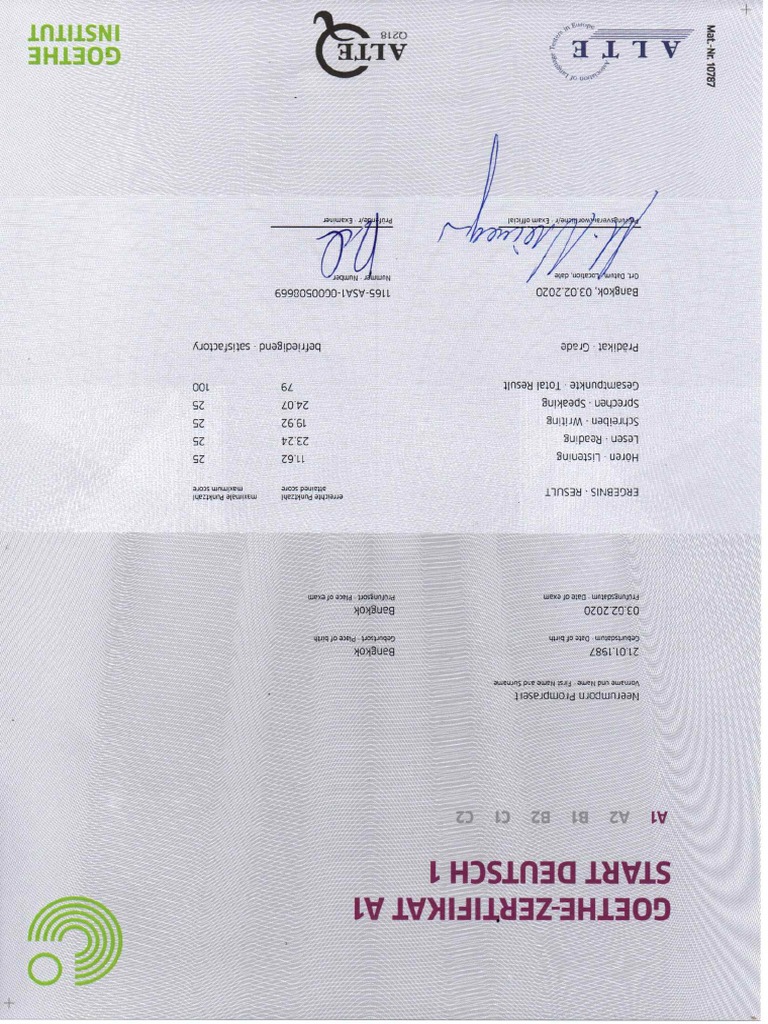 German Language Certificate A1 | PDF