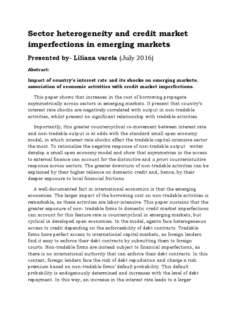 Sector Heterogeneity and Credit Market Imperfections in Emerging ...
