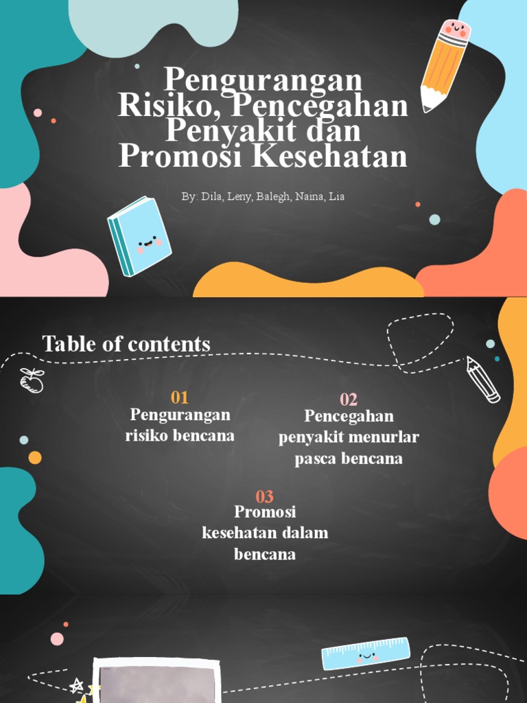 Kel. 2 Pengurangan Risiko, Pencegahan Infeksi, Promkes Bencana | PDF