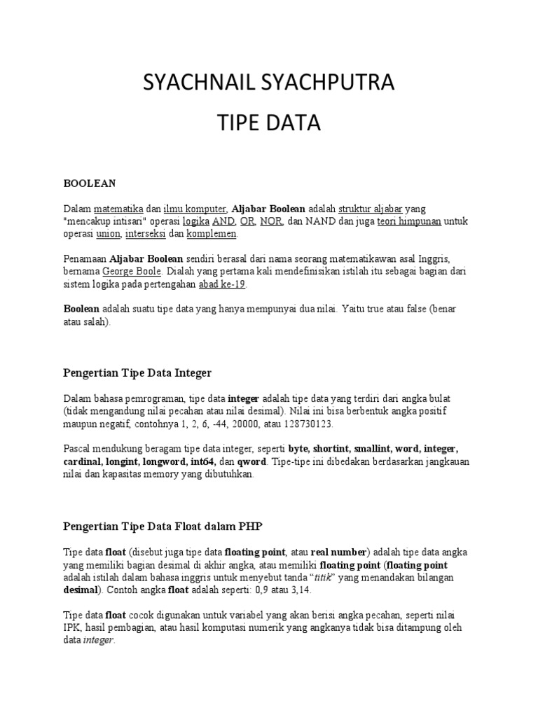 Type Data Pdf