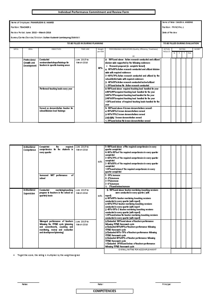 Individual Performance Commitment and Re | Download Free PDF | Goal ...