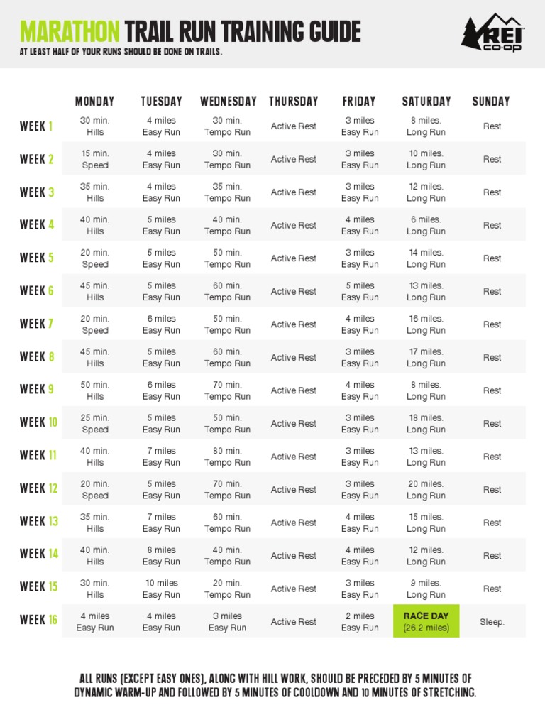 Marathon Trail Running Plan Printable | Download Free PDF | Physical ...