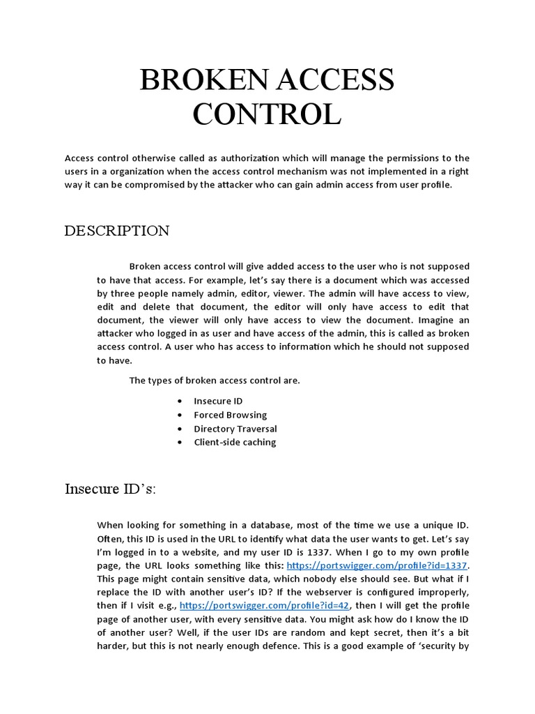 Broken Access Control: Description | PDF | Internet & Web | Web Server