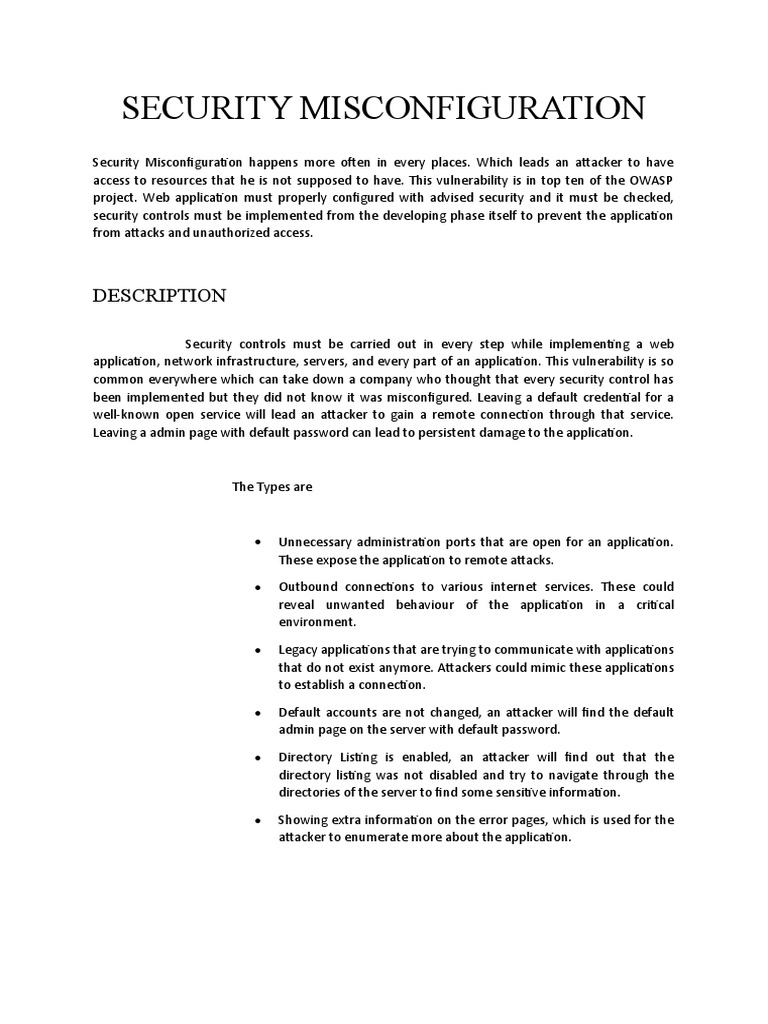 Security Misconfiguration Guide | PDF | Access Control | Vulnerability ...