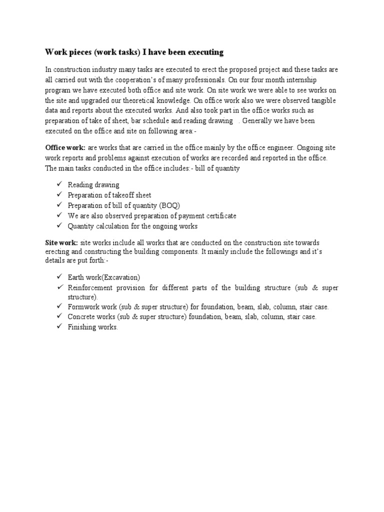 Work Pieces (Work Tasks) We Have Been Executing | PDF