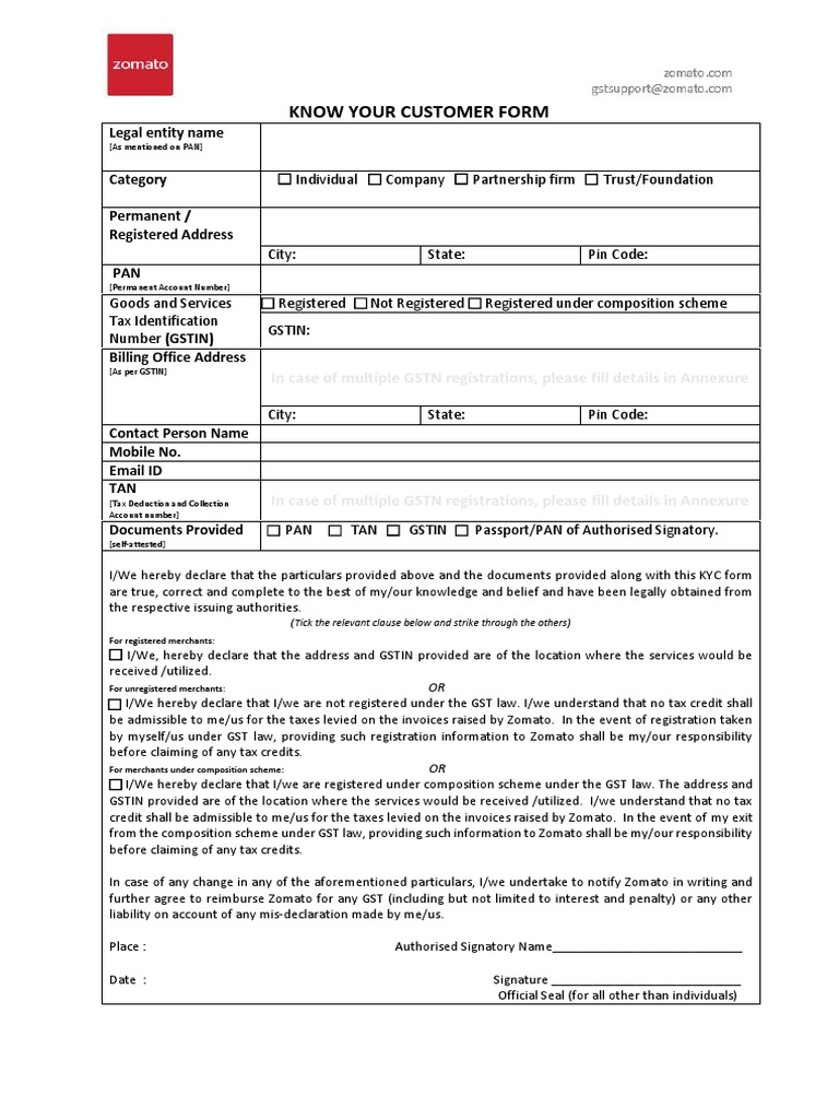 Know Your Customer Form: Legal Entity Name Category Permanent ...