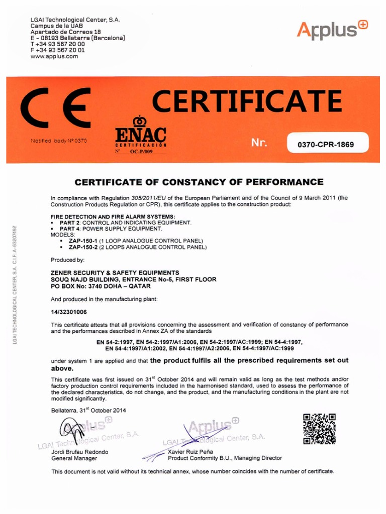 Applus Certificate | PDF