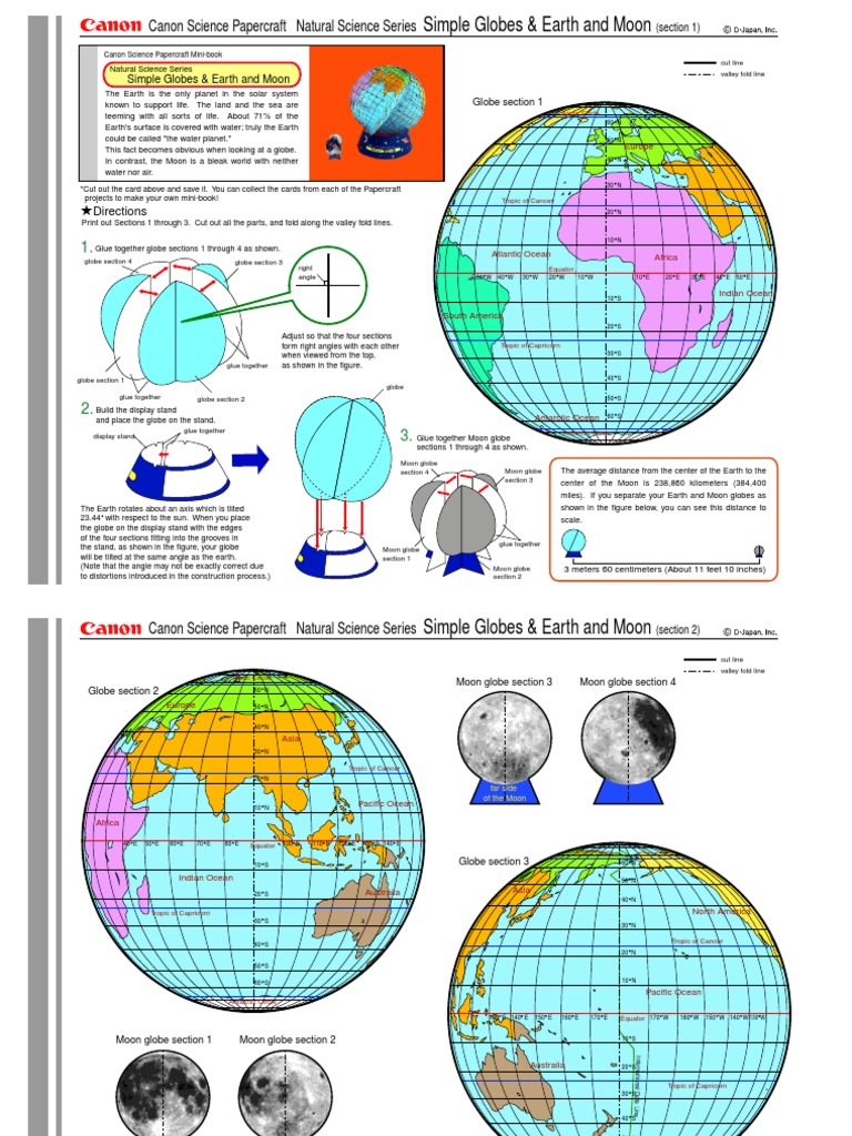 Simple Globes & Earth and Moon: Canon Science Papercraft Natural ...