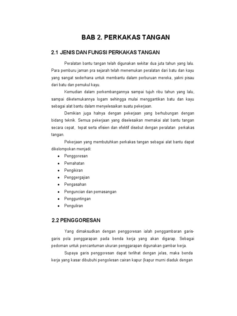 Jenis dan Fungsi Perkakas Tangan | PDF