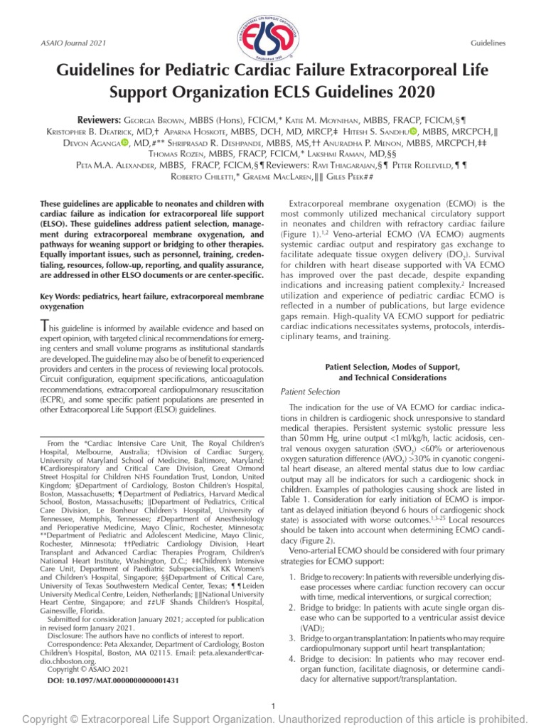 Updated ELSO Pediatric Guidelines 1617997662 | PDF | Atrium (Heart) | Heart