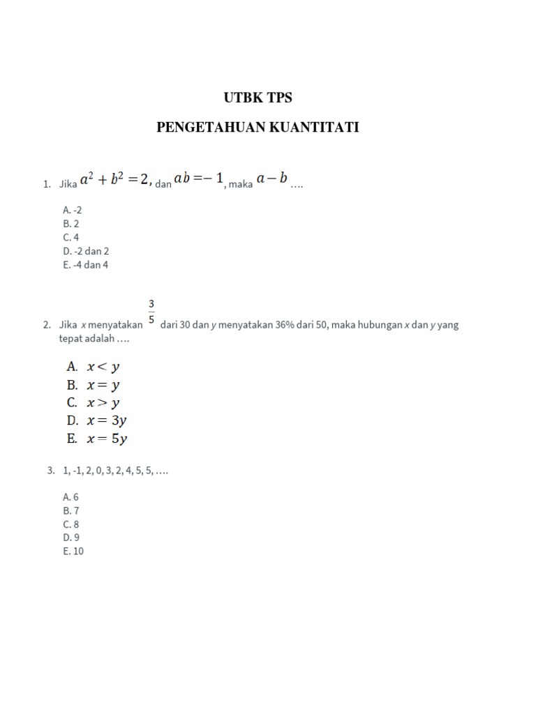 Latihan UTBK Pengetahuan Kuantitatif | PDF