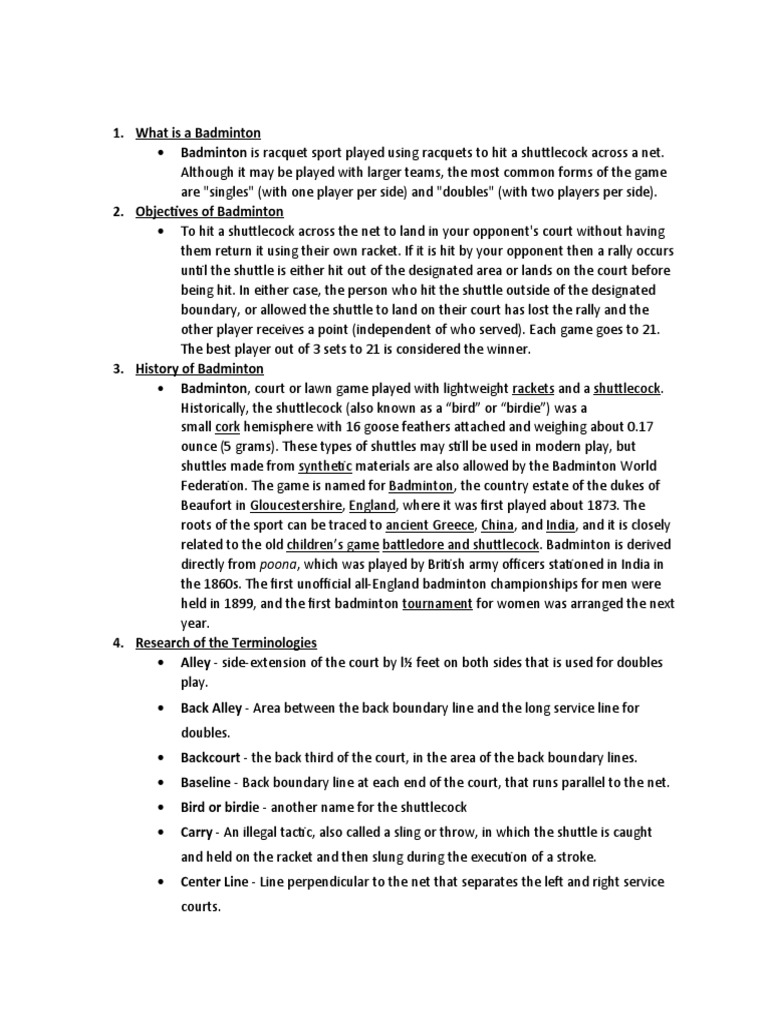 A Comprehensive Guide to the Game of Badminton: Its History, Rules ...
