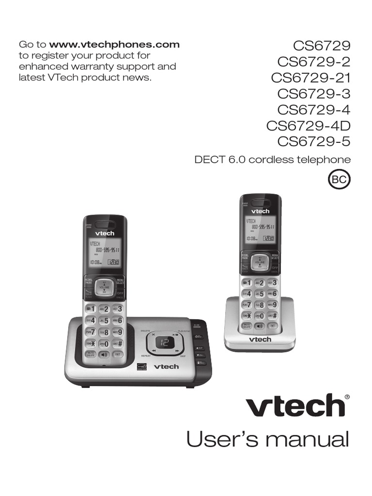 Vtech Vtech Cordless Telephone cs6729 Users Manual 392407 | PDF ...