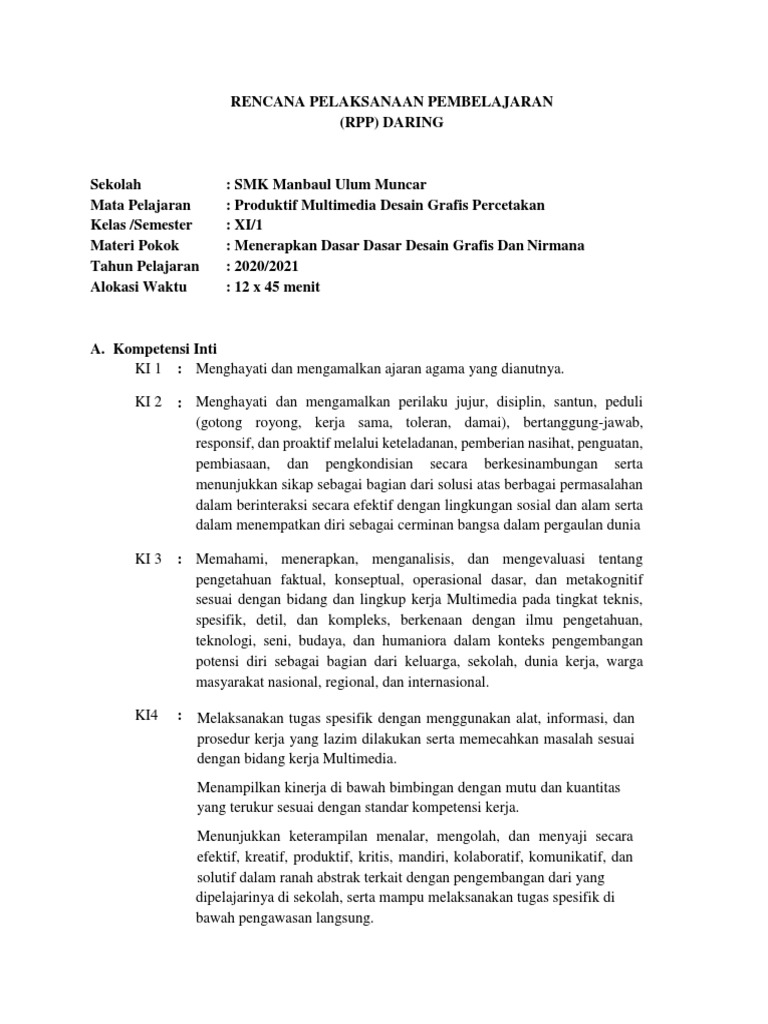 RPP DGP Pertemuan 1 | PDF