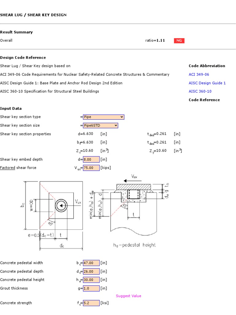 Shear Key or Shear Lug Design - US AISC Section | Download Free PDF ...