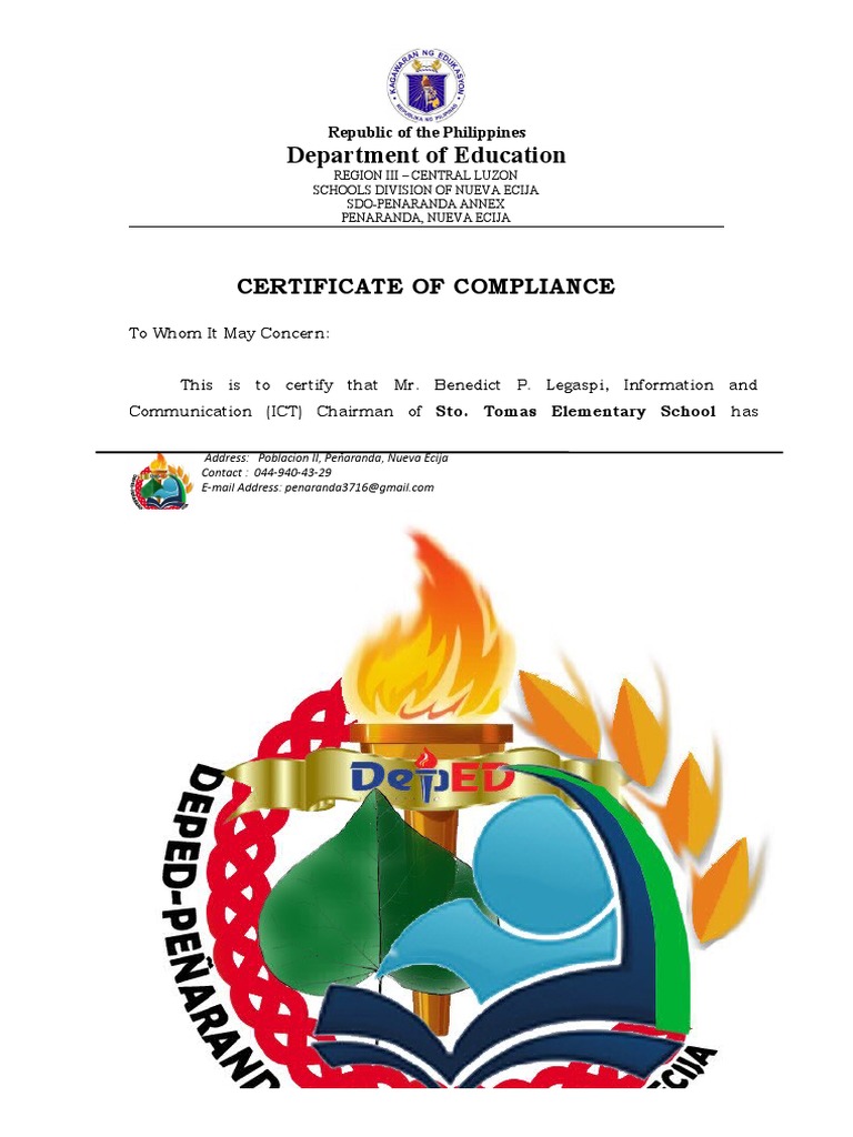 CERTIFICATE OF COMPLIANCE For ICT | PDF