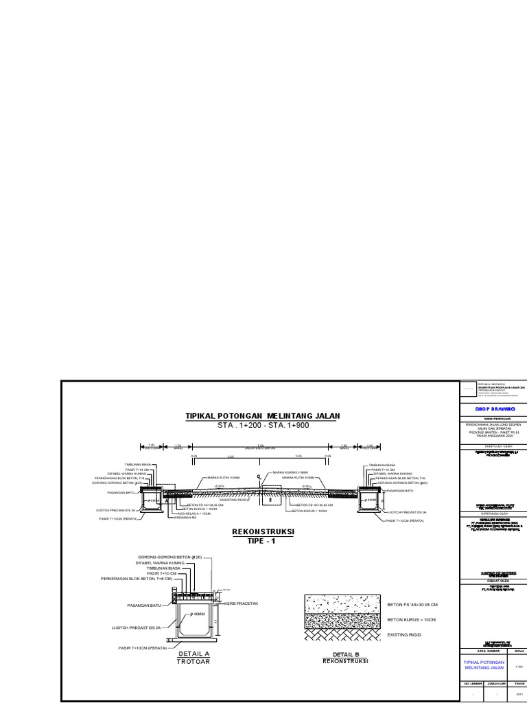 Detail Potongan Melintang Jalan | PDF