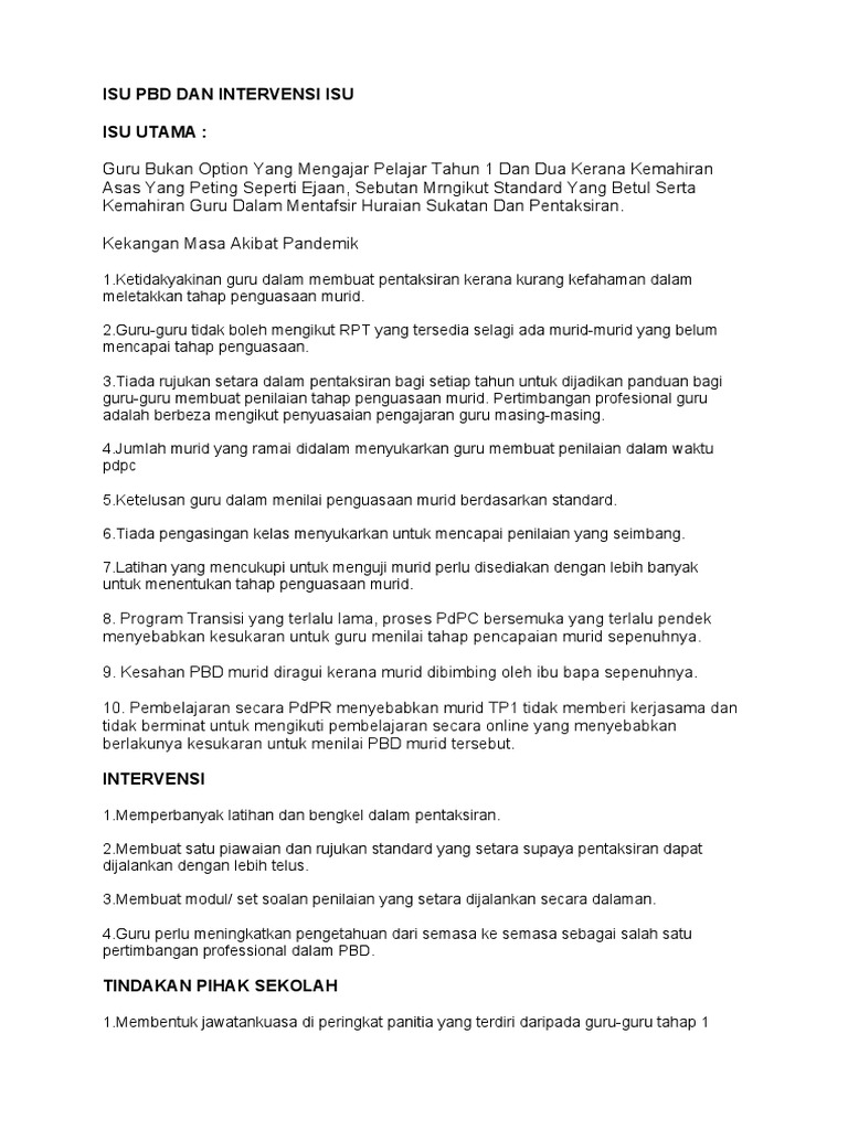 Isu PBD Dan Intervensi | PDF
