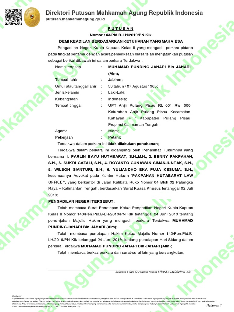 Putusan 143 Pid.b-Lh 2019 PN KLK 20210510 | PDF