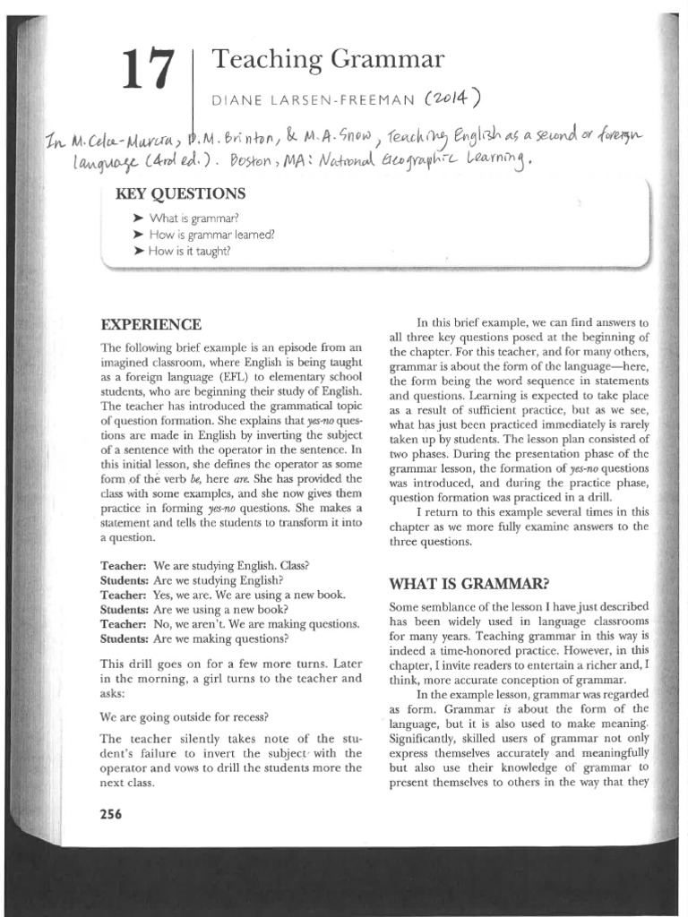 Larsen Freeman 2014 Teaching Grammar | PDF
