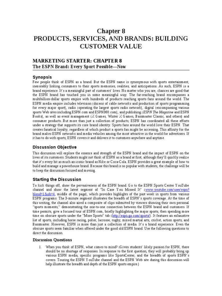 Products, Services, and Brands: Building Customer Value: Marketing ...
