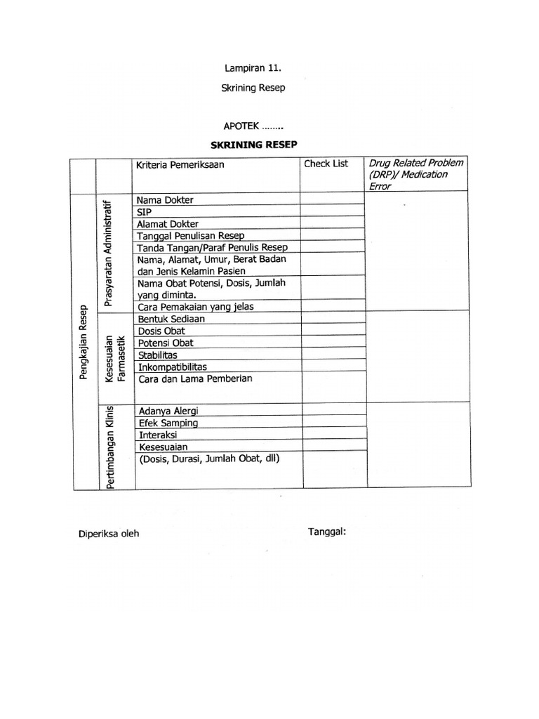 FORM 11.PENGKAJIAN RESEP Di APOTEK | PDF