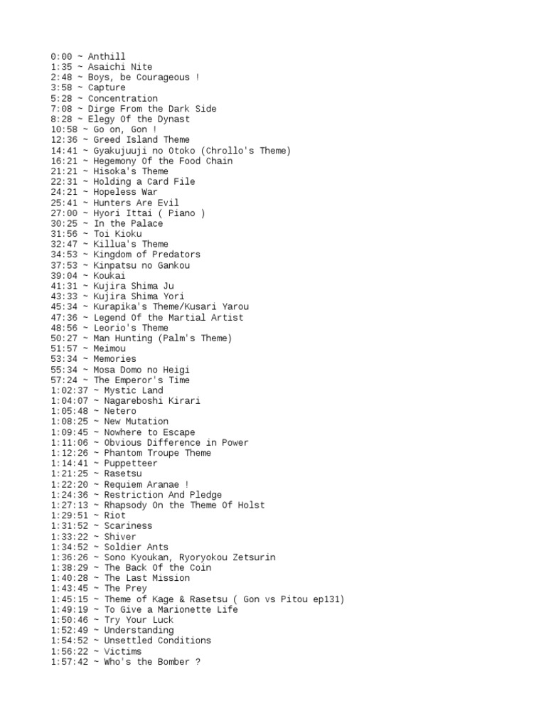 HXH Ost | PDF | Young Adult