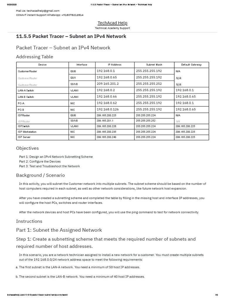 Lab 3 - Subnet An IPv4 Network | PDF | Ip Address | Computer Network