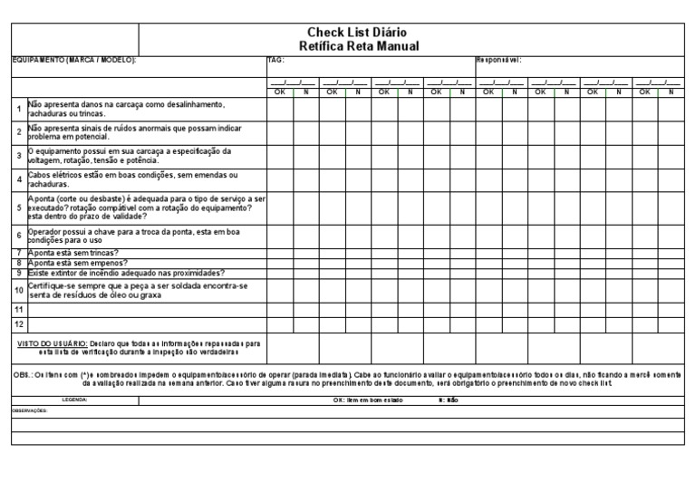 Check List Retifica | PDF