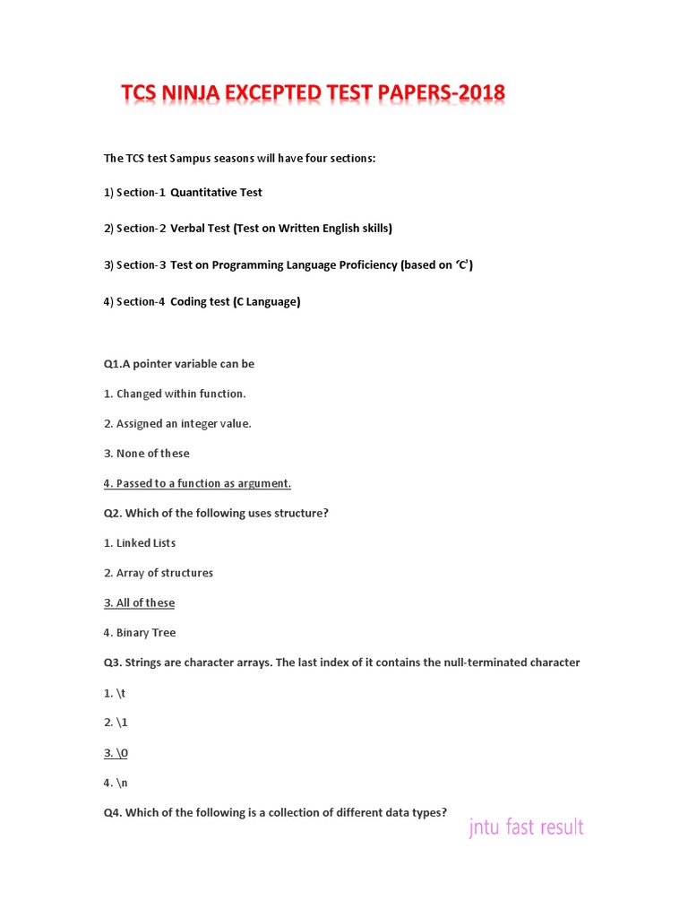Tcs Ninja 2 Text Paper | PDF