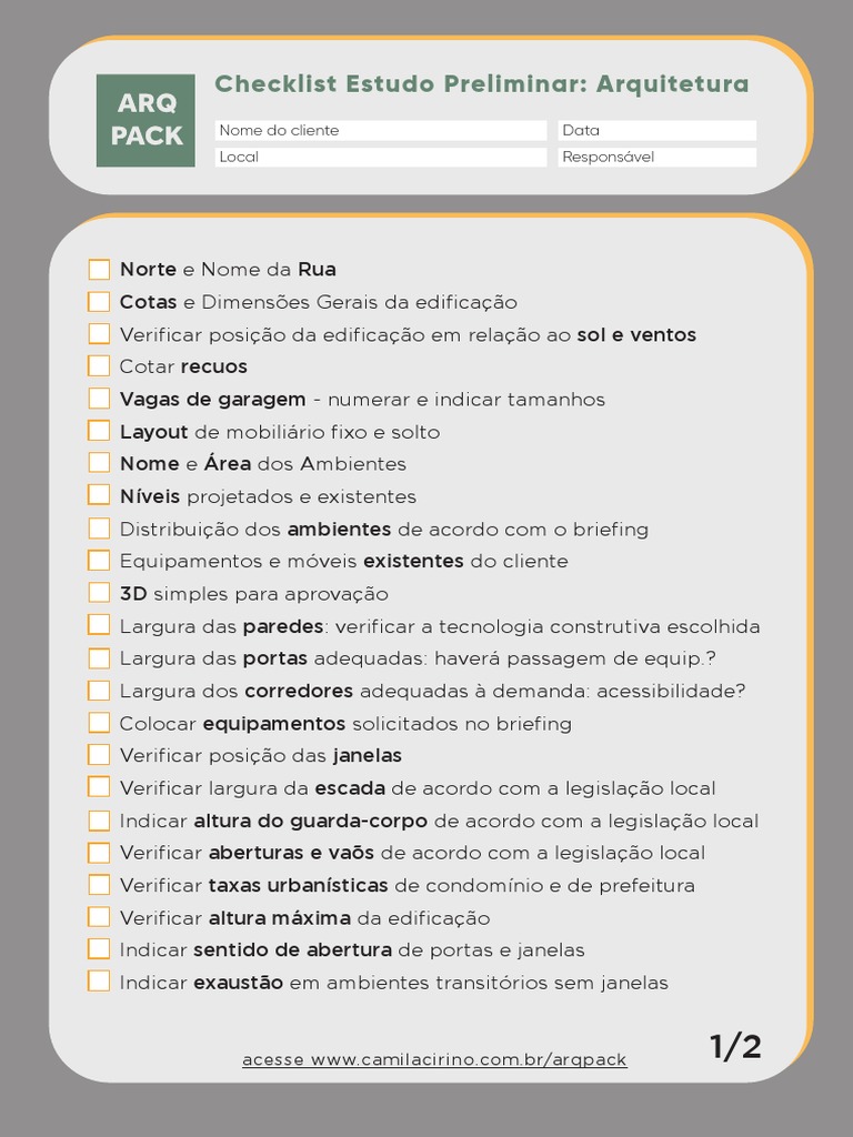 Checklist para Arquitetos Iniciantes | PDF
