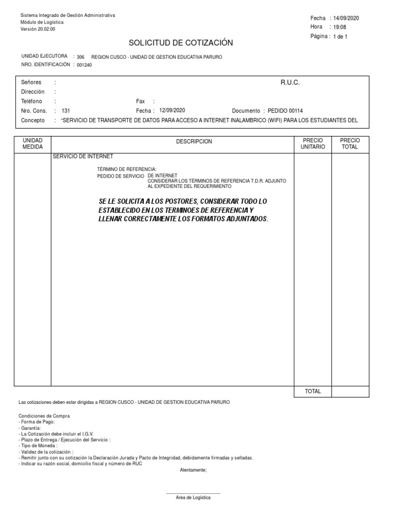 Cotizacion de Servicio de Internet 1 | PDF | Internet | Wifi