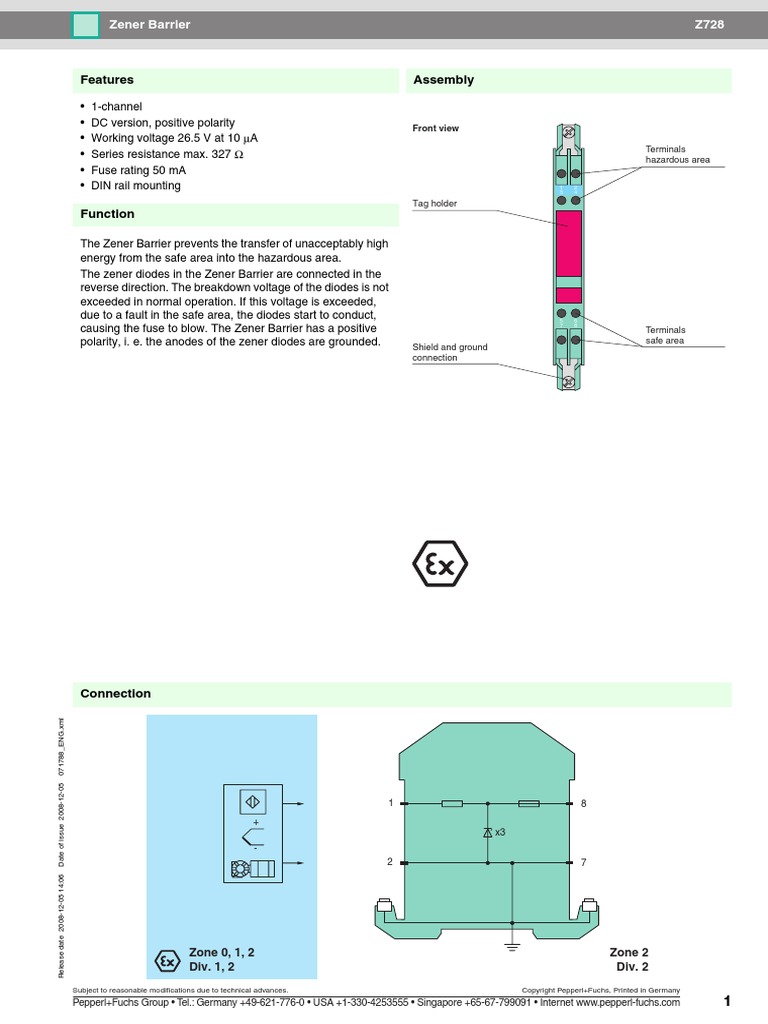 Assembly Features: Terminals Hazardous Area | PDF | Diode | Fuse ...