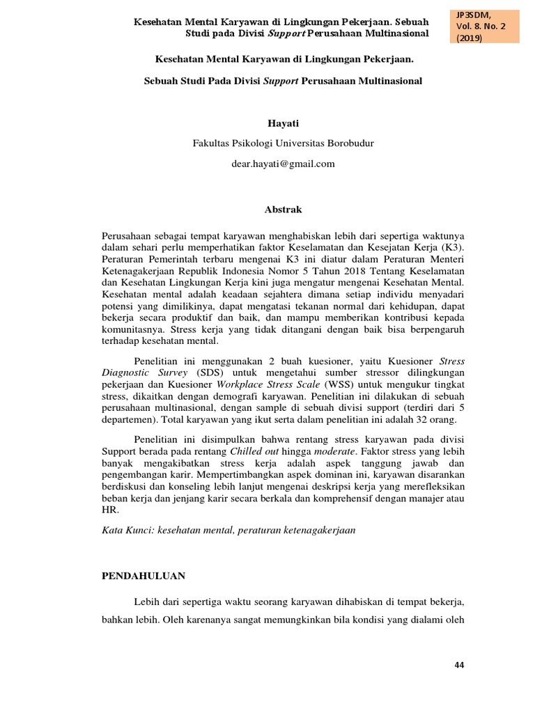 Jurnal Kesehatan Mental | PDF | Pengembangan Diri