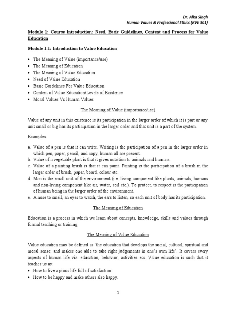 Unit I Hvpe Rve 301 | PDF | Value (Ethics) | Wealth