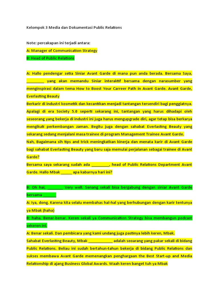 Script Podcast | PDF | Karier & Perkembangan