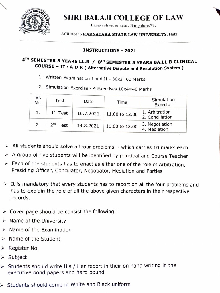 ADR 20-21 Instructions and Case Mannual | PDF | Alternative Dispute ...