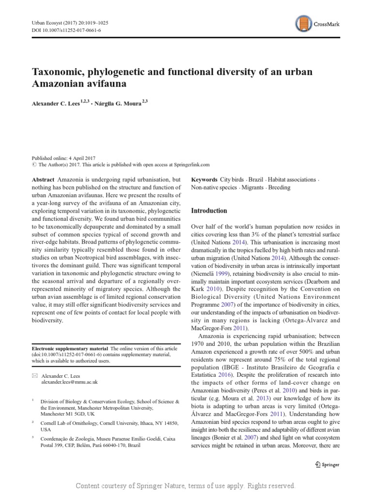 Taxonomic Phylogenetic and Functional Diversity of | PDF | Biodiversity ...