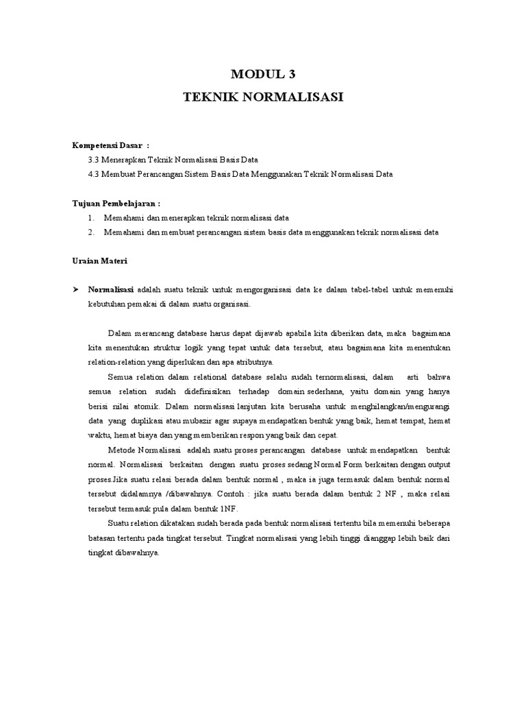 Modul 3 Normalisasi | PDF