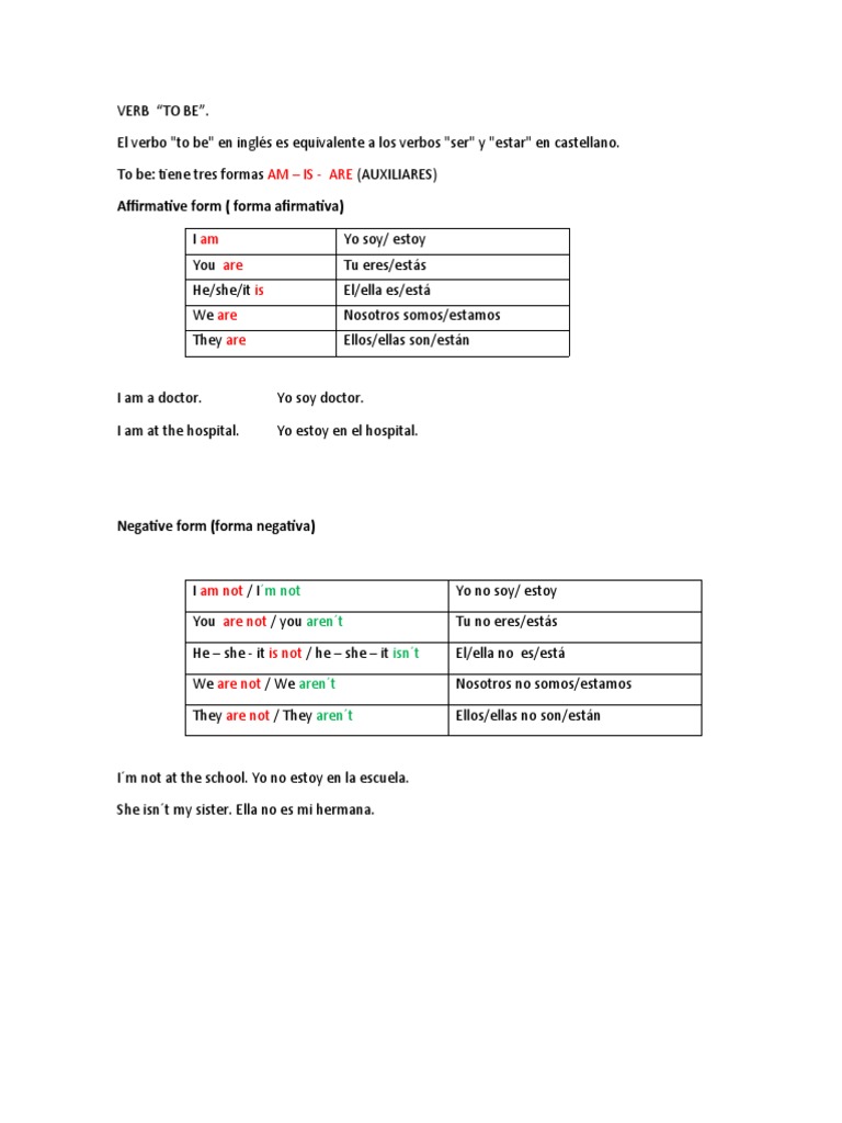 Lesson 2 Verb To Be | PDF