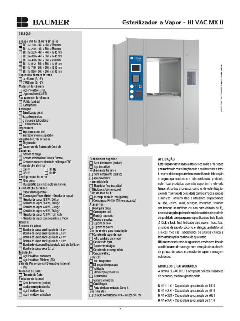 Manual Do Esterilizador A Vapor Baumer | PDF | Temperatura ... Manual Do Esterilizador A Vapor Baumer | PDF | Temperatura ...
