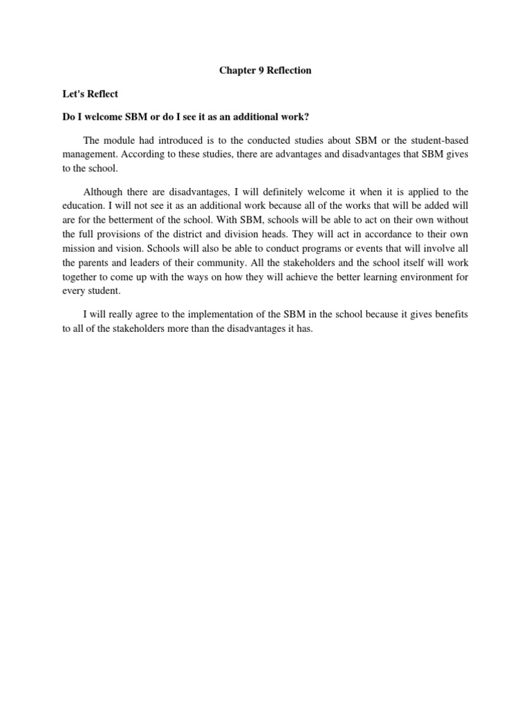 Chapter 9 Reflection | PDF | Wellness