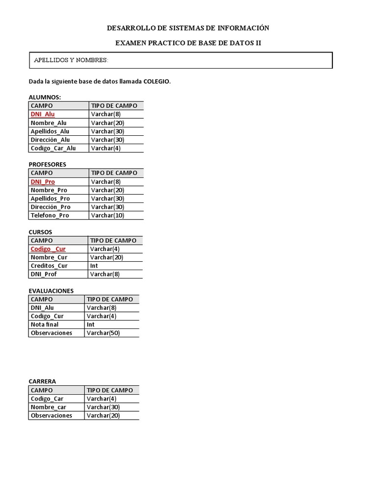 Segundo Examen Practico de Base de Datos II 2021 | PDF