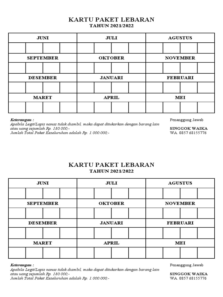 Kartu Paket Lebaran | PDF