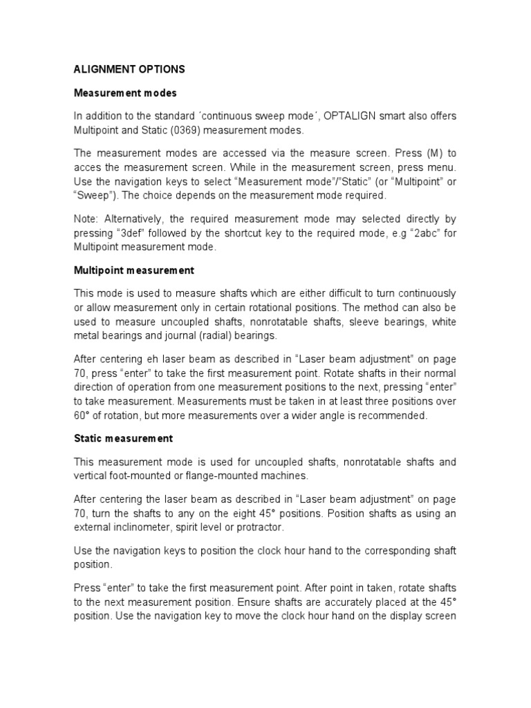ALIGNMENT OPTIONS Optalign Smart | PDF | Bearing (Mechanical) | Metrology