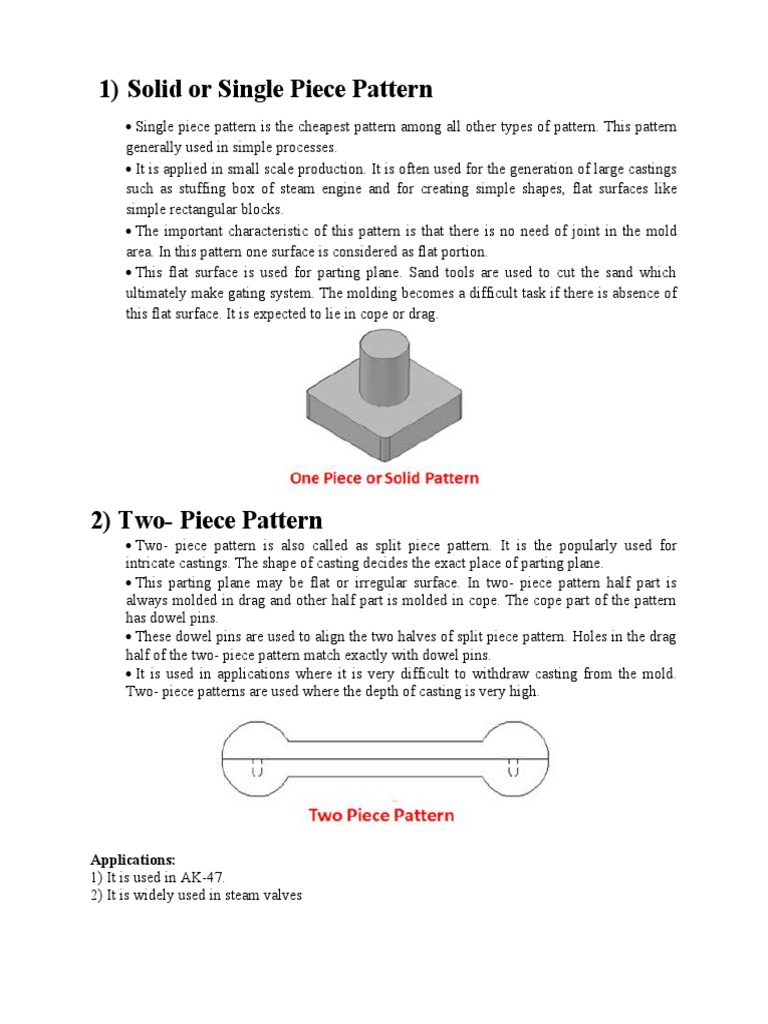 Types of Pattern | PDF | Casting (Metalworking) | Casting